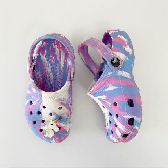 CROCS | Shoes | Crocs Youth Tie Dye Classic Clogs With Jibbitz Charm J ...